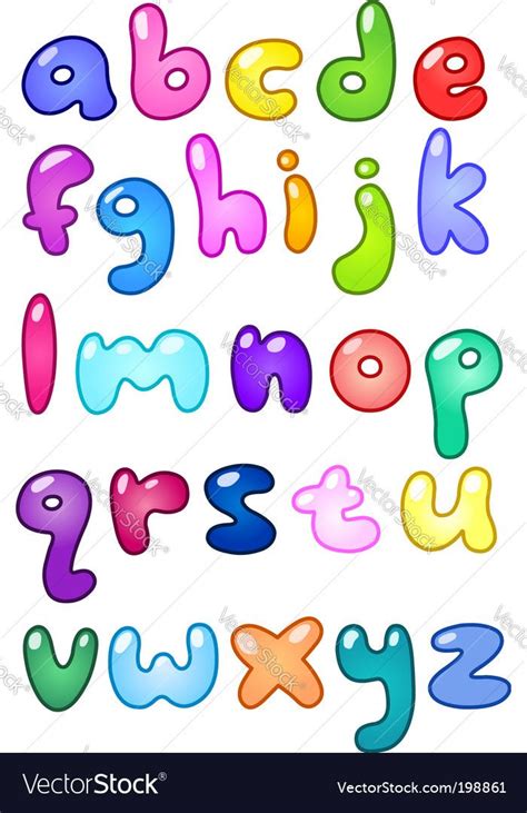 Cute Bubble Letters 198861 Royalty Free Vector Vectorstock Lettering Fonts Bubble