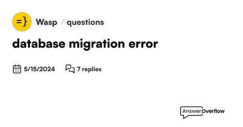 Database Migration Error Wasp