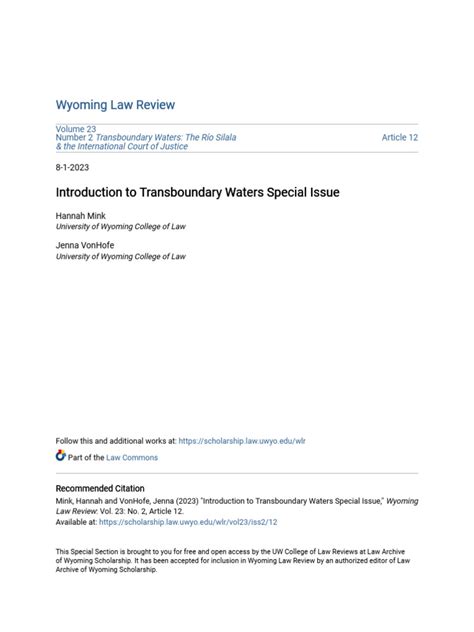 Introduction To Transboundary Waters Special Issue Pdf Peru Andes
