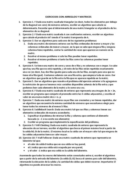 Algoritmos Para Operaciones Con Arreglos Y Matrices Pdf Determinante Matriz Matemáticas
