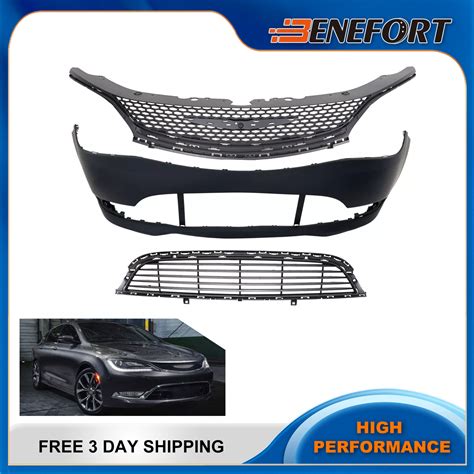 New Front Bumper Cover Upper And Lower Grille For 2015 2017 Chrysler 200