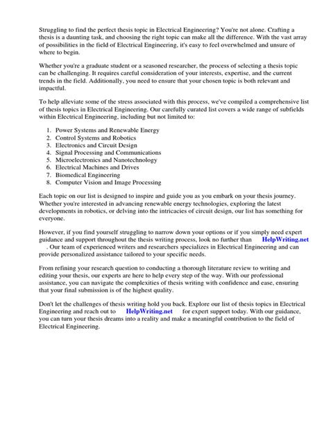List Of Thesis Topics In Electrical Engineering Pdf