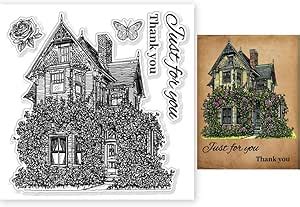 Globleland Retro House With Flower Clear Stamps For Cards