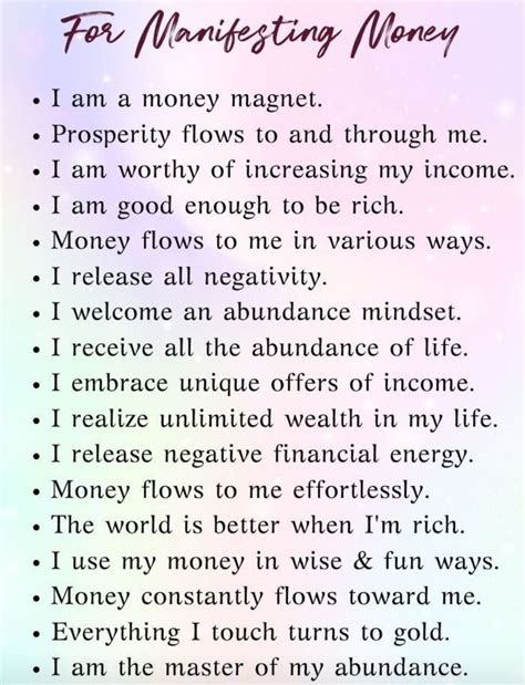 Manifesting Money Affirmations
