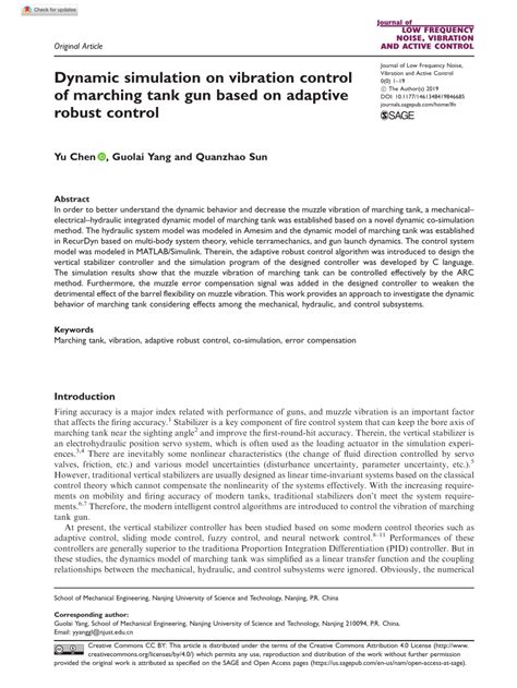 Pdf Dynamic Simulation On Vibration Control Of Marching Tank Gun Based On Adaptive Robust Control