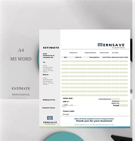 Invoice Template Word Invoice Ms Excel Auto Calculation Etsy