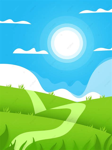 Vector Blue Sky Green Grassland And Grassland Background Vector Blue Sky Green Grassland
