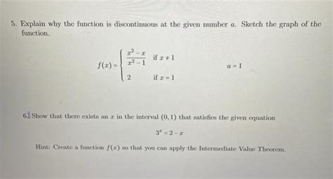 Solved 5 Explain Why The Function Is Discontinuous At The