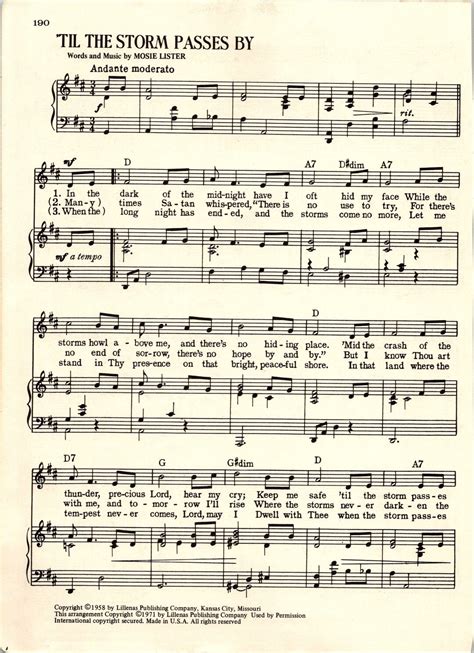 Till The Storm Passes By Hymn Printable Sheet Music For Piano Vocal