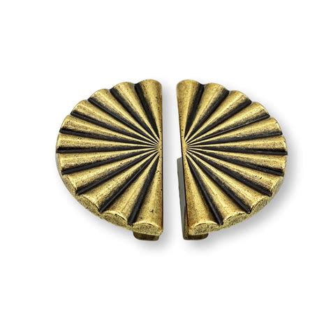 Reeded Antique Brass Half Daisy Round Cabinet Knob Forge Hardware