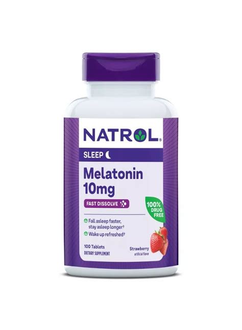 Natrol Sleep Melatonin 10mg Fast Dissolve 100 Tablets Packaging May