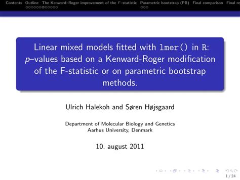 Ppt Linear Mixed Models Fitted With Lmer In R P Values Based On