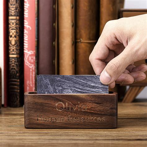 Custom Engraved Card Holder Personalized Wooden Business Card Holder