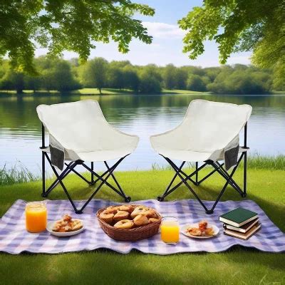 2pcs Outdoor Camping Chairs Foldingportable Carry Bag Beige Target