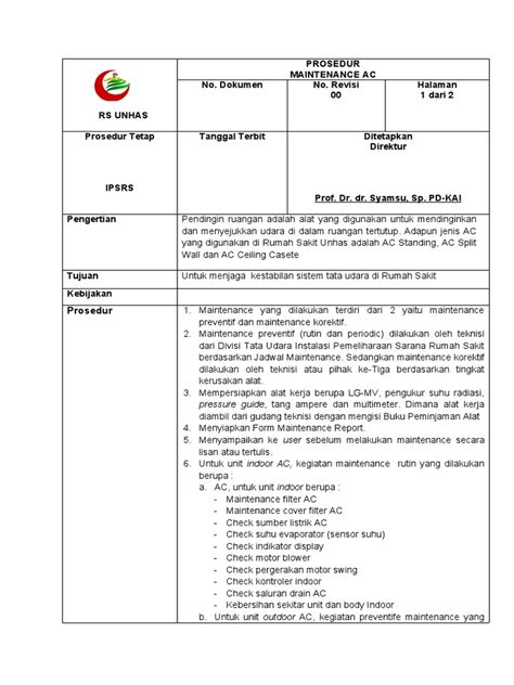 Sop Maintenance Ac Pdf