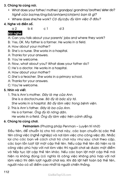 Giải Tiếng Anh Lớp 4 Unit 12 What Does Your Father Do