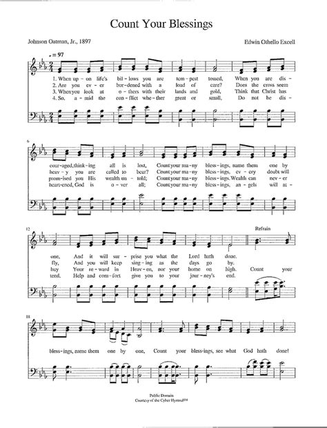 Count Your Blessings Digital Download Hymn Tune For Piano Organ And