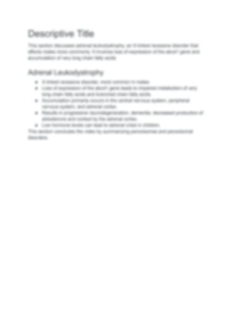 Solution Cell Biology Zellweger Syndrome Refsum S Disease