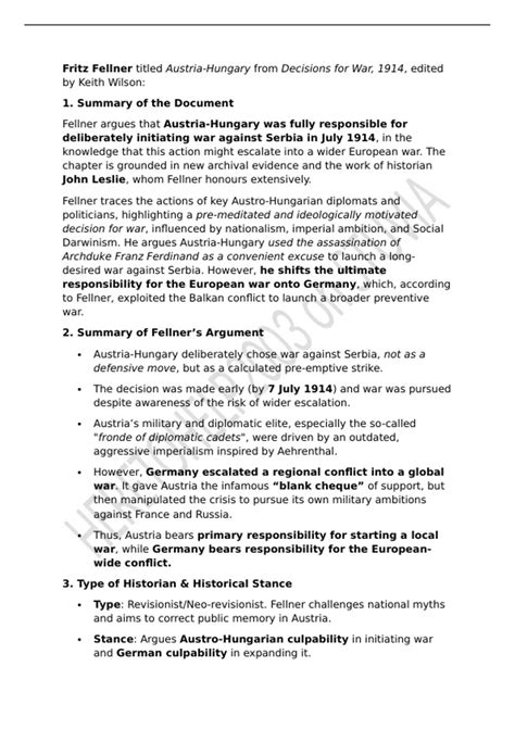 Edexcel History Coursework Causes Of Wwi Version 1 Nea Document With Comparative Historian