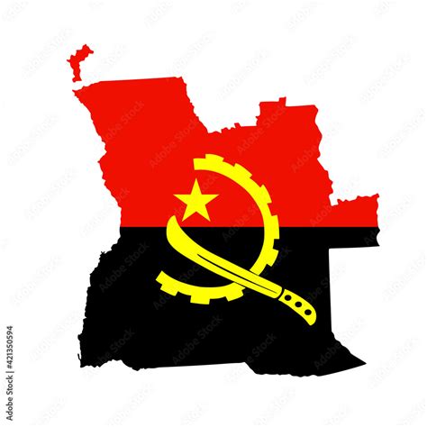Republic Of Angola Map Flag Vector Silhouette Illustration Isolated On