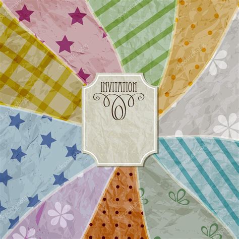 Vector Vintage Invintation On Background Made Of Retro Crumple — Stock