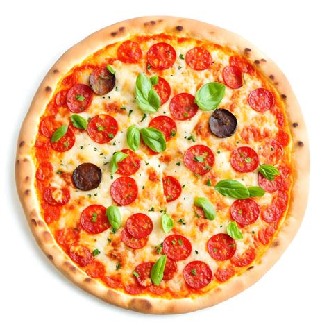 Tasty Top View Pizza Italian Traditional Round Pizza On White Background Ai Generative