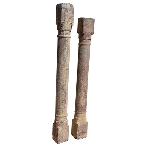 19th Century Pair Of Hand Carved Stone Columns For Sale At 1stdibs