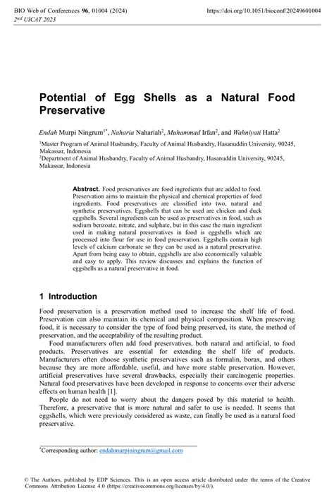 Pdf Potential Of Egg Shells As A Natural Food Preservative
