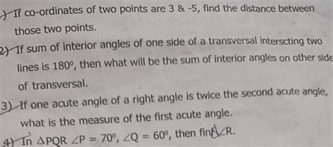If Co Ordinates Of Two Points Are 3and−5 Find The Distance Between Those T
