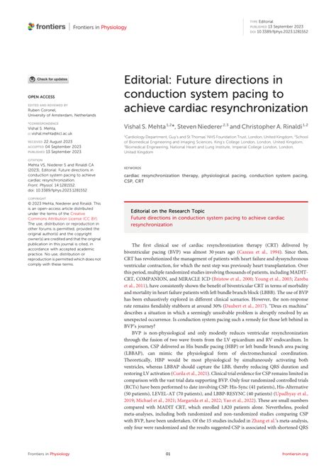 Pdf Editorial Future Directions In Conduction System Pacing To Achieve Cardiac Resynchronization