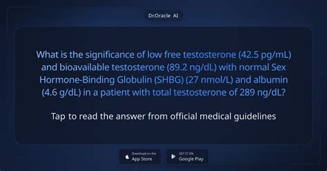 What Is The Significance Of Low Free Testosterone 425 Pgml And