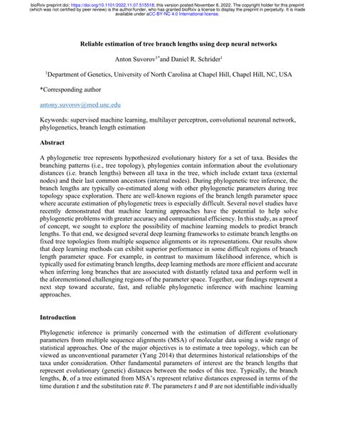 Pdf Reliable Estimation Of Tree Branch Lengths Using Deep Neural Networks
