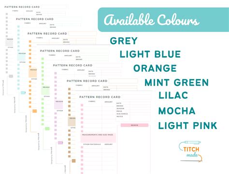 Pattern Record Card Sewing Pattern Organiser Pdf Download Etsy