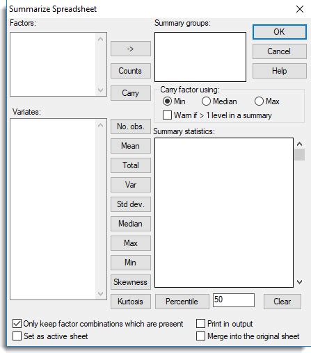 Summarize Spreadsheet • Genstat Knowledge Base 2023