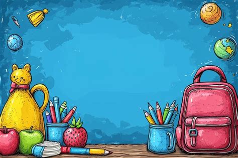 Premium Photo Back To School Background Funny School Characters And Education Items