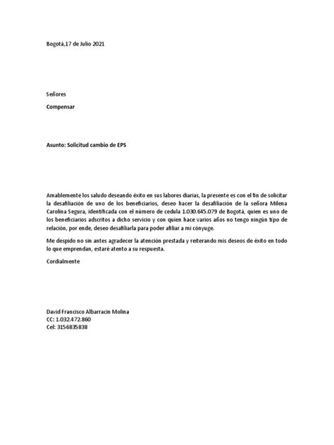 Carta Compensar Pdf Carta Compensar Pdf