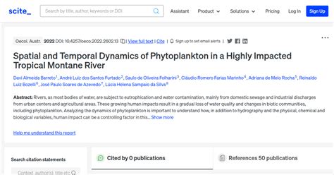 Spatial And Temporal Dynamics Of Phytoplankton In A Highly Impacted Tropical Montane River