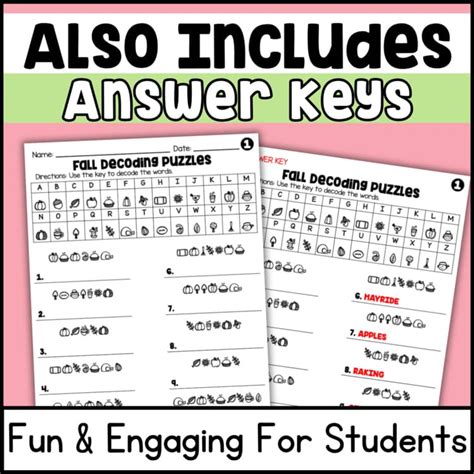 Fall Crack The Code Secret Words 2nd 3rd 4th 5th Grade Cipher Activity