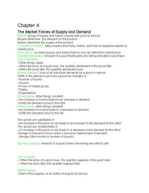 Chapter 4 And 6 Chapter 4 The Market Forces Of Supply And Demand