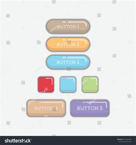 Shiny Cute Web Buttons Flat Design Stock Vector Royalty Free