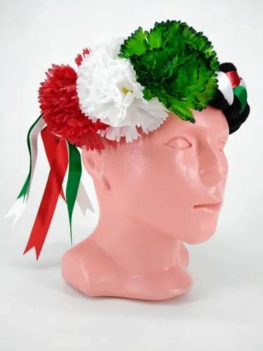 Tocado De Trenza Flores Tricolor Septiembre Adelita Fiesta Meses Sin