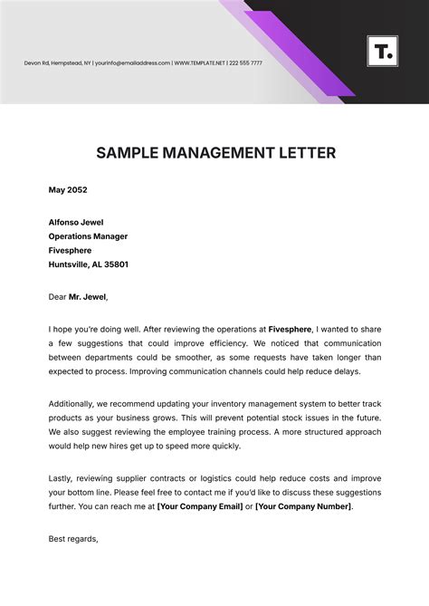 Free Management Letter Templates Editable And Printable