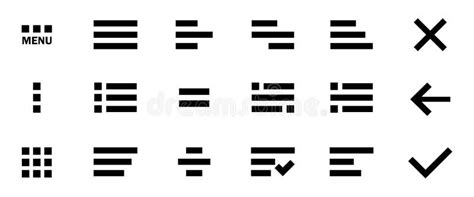 Set Of Hamburger Menu Flat Icons Vector Illustration Stock Vector