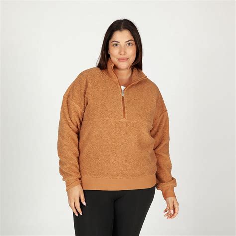 Womens Steph Teddy Sherpa Half Zip Pullover Top Lazypants Sporting