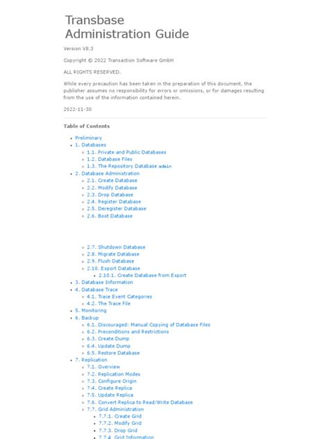 Transbase Administration Guide Pdf Replication Computing Databases