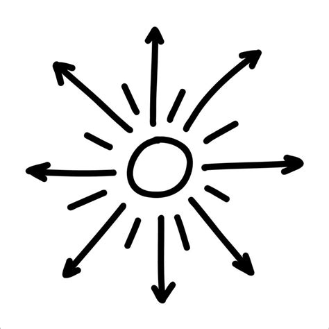 Hand Drawn Sun With Rays Arrow Design In Doodle Cute Illustration Of Sun Ray Arrow Perfect For