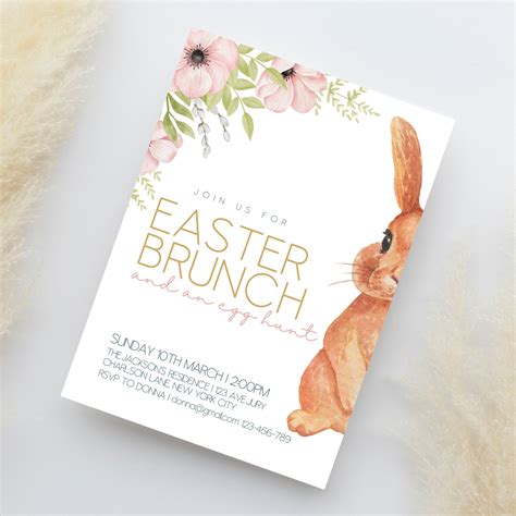 Easter Brunch Invitation Template Easter Invite Brunch And Egg Hunt Invite Invitation Easter