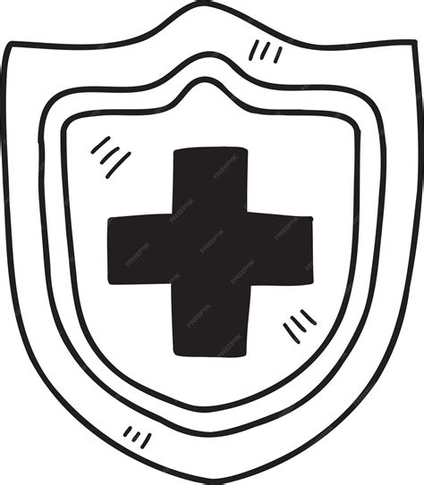 Premium Vector Hand Drawn Shield And Plus Sign Illustration