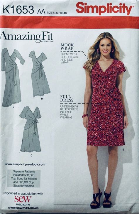 Simplicity 1653 Amazing Fit Mock Wrap Dress Misses Sizes 10 18 Factory Folded Etsy