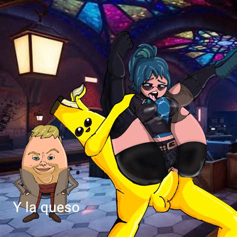 Rule 34 Artist Request Banana Blue Hair Clothes Female Fortnite Funny Glasses Grabbing Thighs